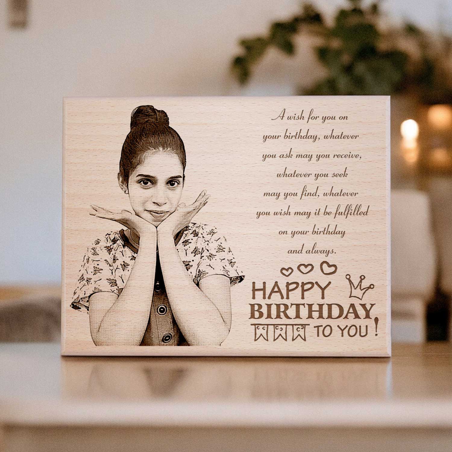 Personalized Wooden Birthday Plaque - 10x8 Inches Beech Wood ...