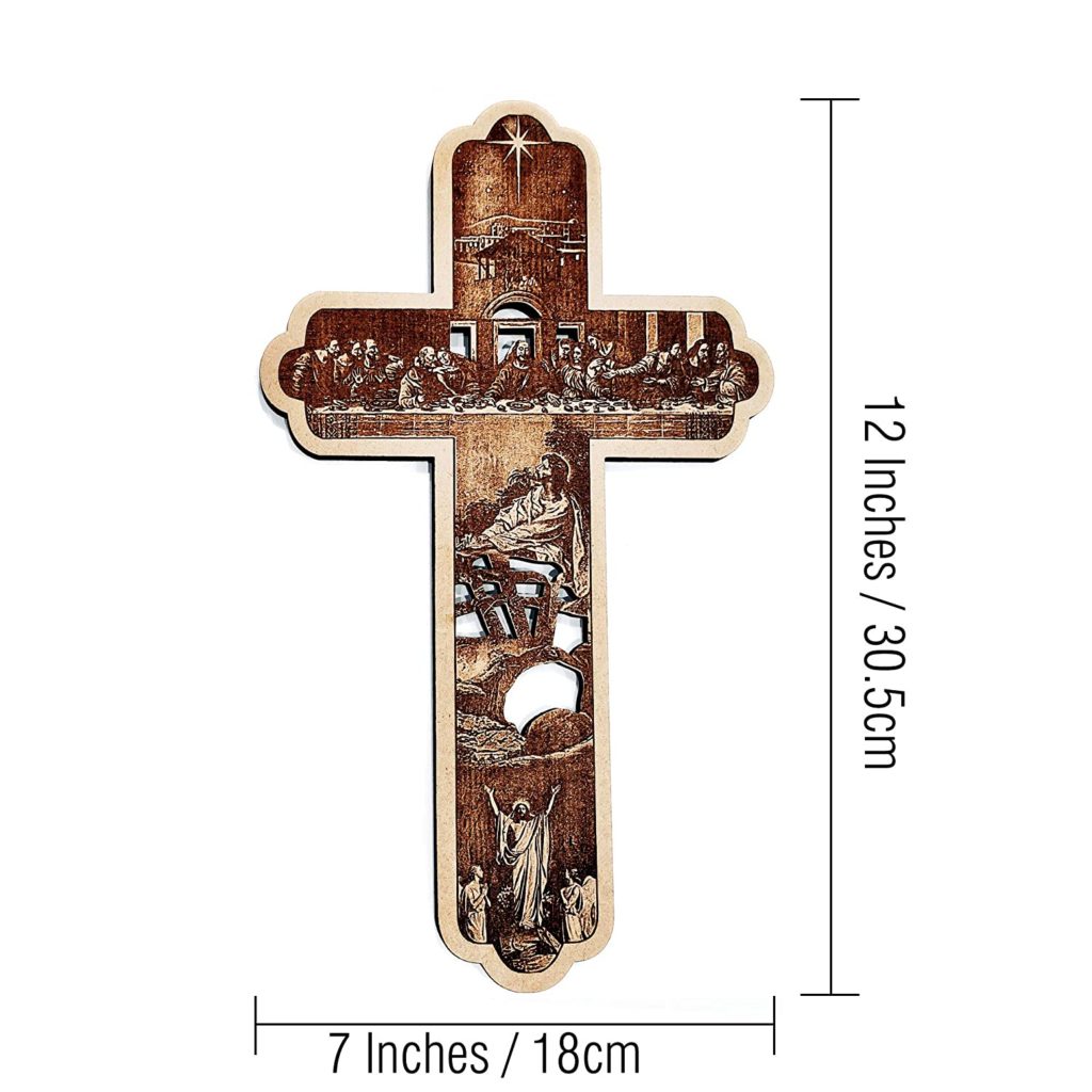 Engraved Jesus Story on Wooden Cross for Christmas Decorations ...