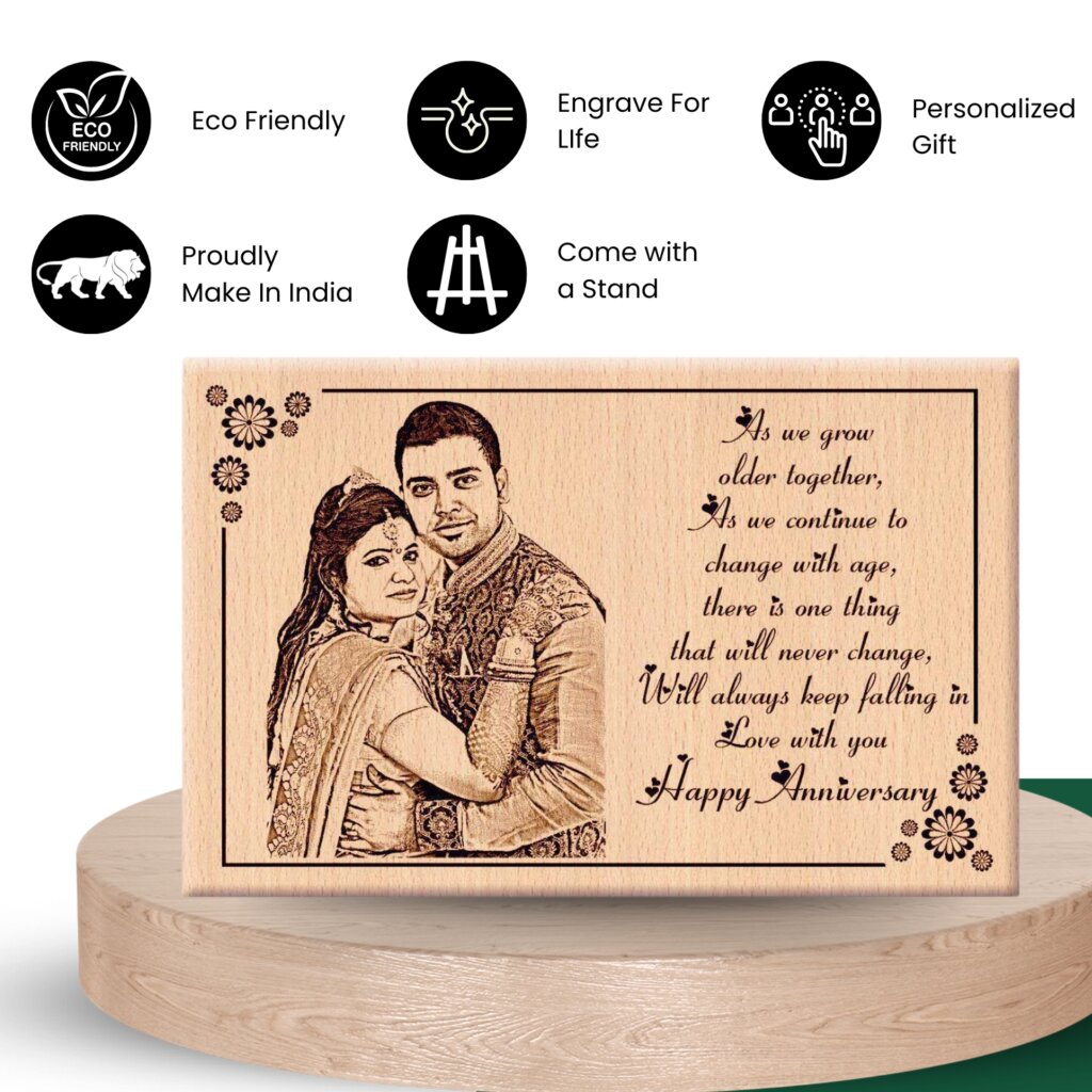 Personalized Wooden Engraved Wedding Photo Frame Gift For Anniversary