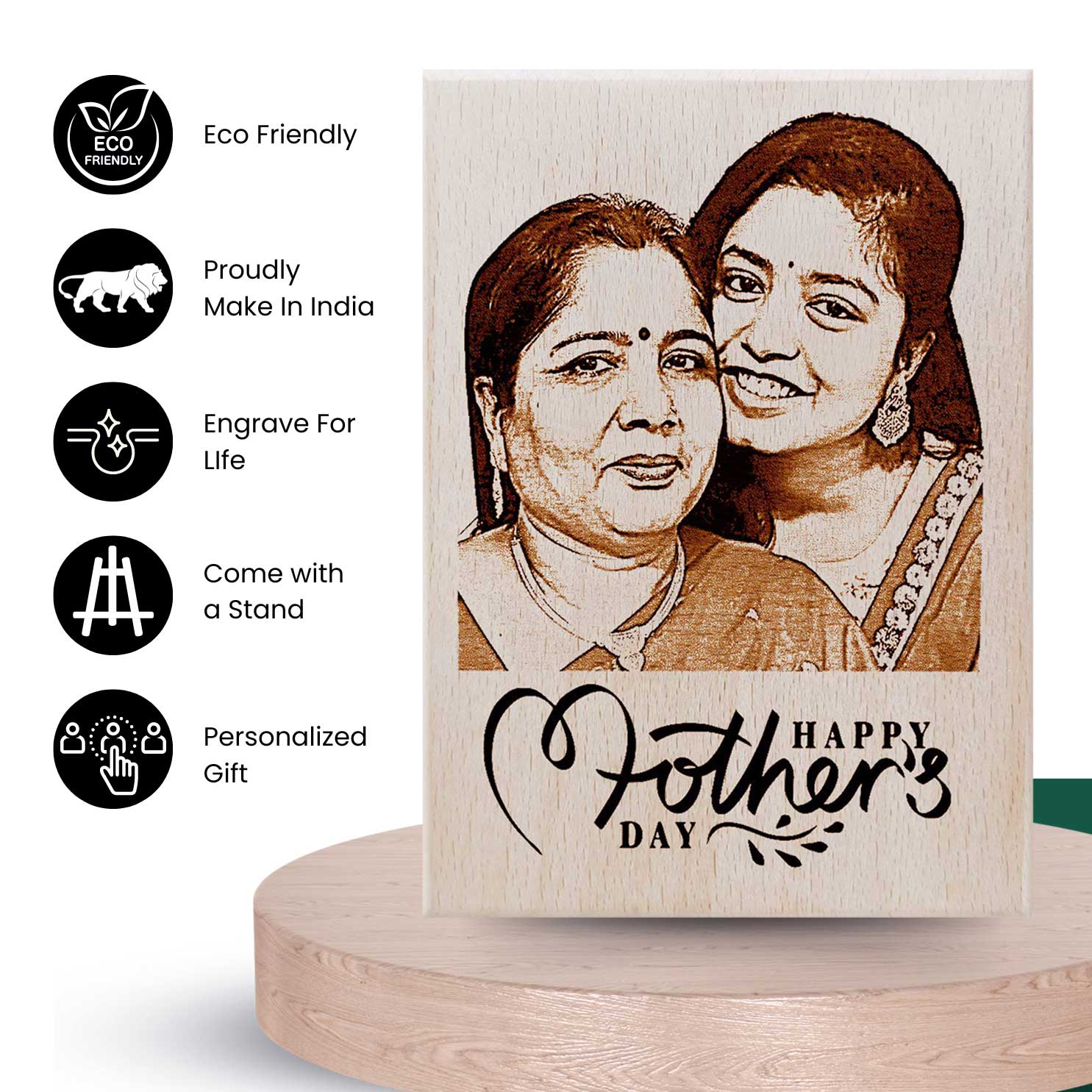 Customized Photo Frame for Mom (Engraved, Wood)
