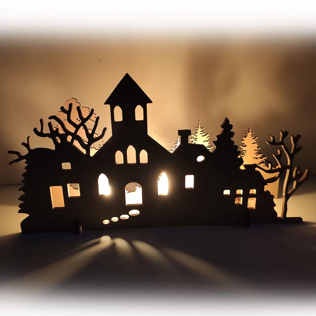 Christmas Decorations DIY Creepy House Shadow Light with Candle ...