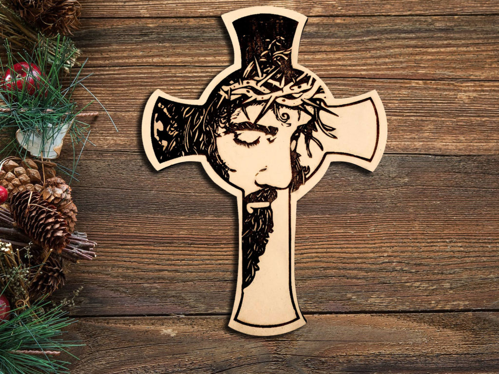 Wooden Jesus Christ Face Cross (30x22 cm) - Incredible Gifts