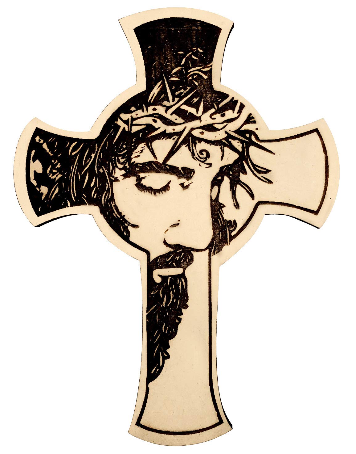 Wooden Jesus Christ Face Cross (30×22 cm) – Incredible Gifts