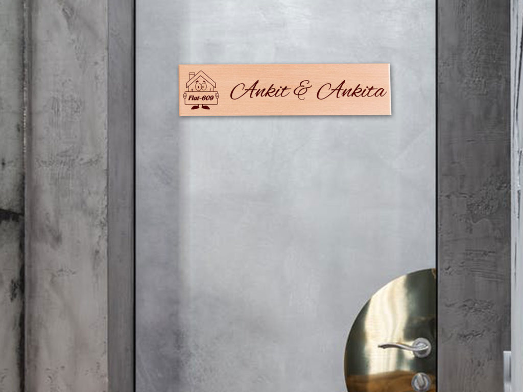 Customized Wooden Door Name Plate (12 x 3 inches, Wood, Brown ...