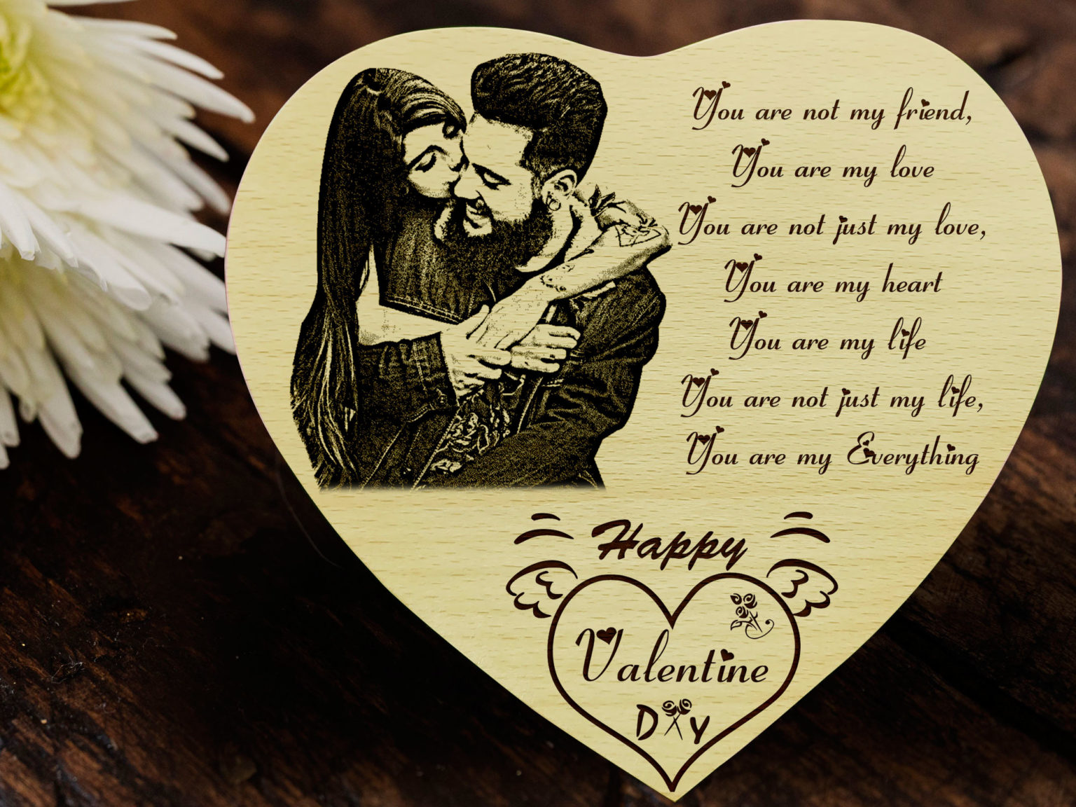 Valentines Day Gift Heart Shaped Engraved Maple Personalized Plaque for ...