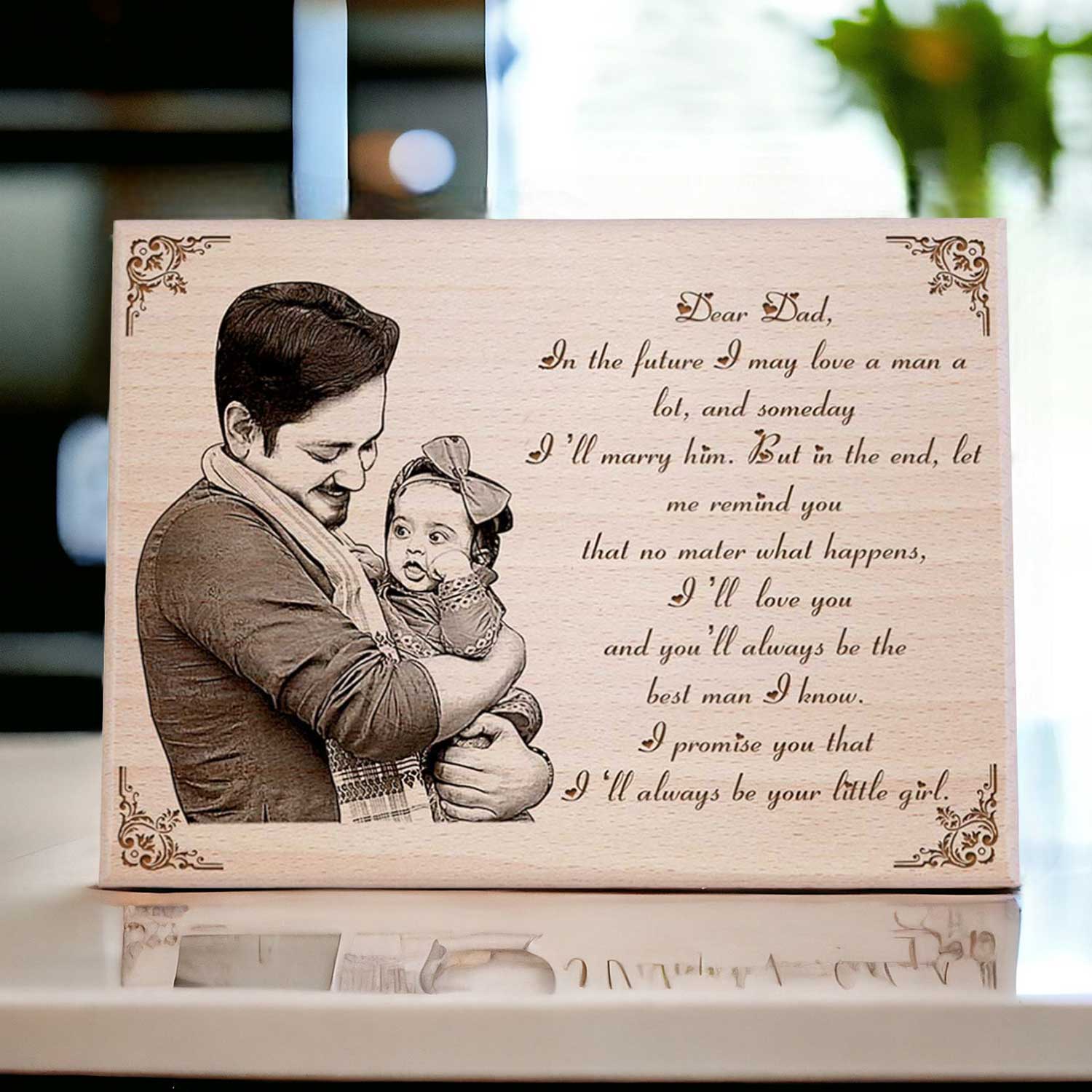 Father's Day Customized Engraved Wooden Frame Daughter's Letter for Dad ...