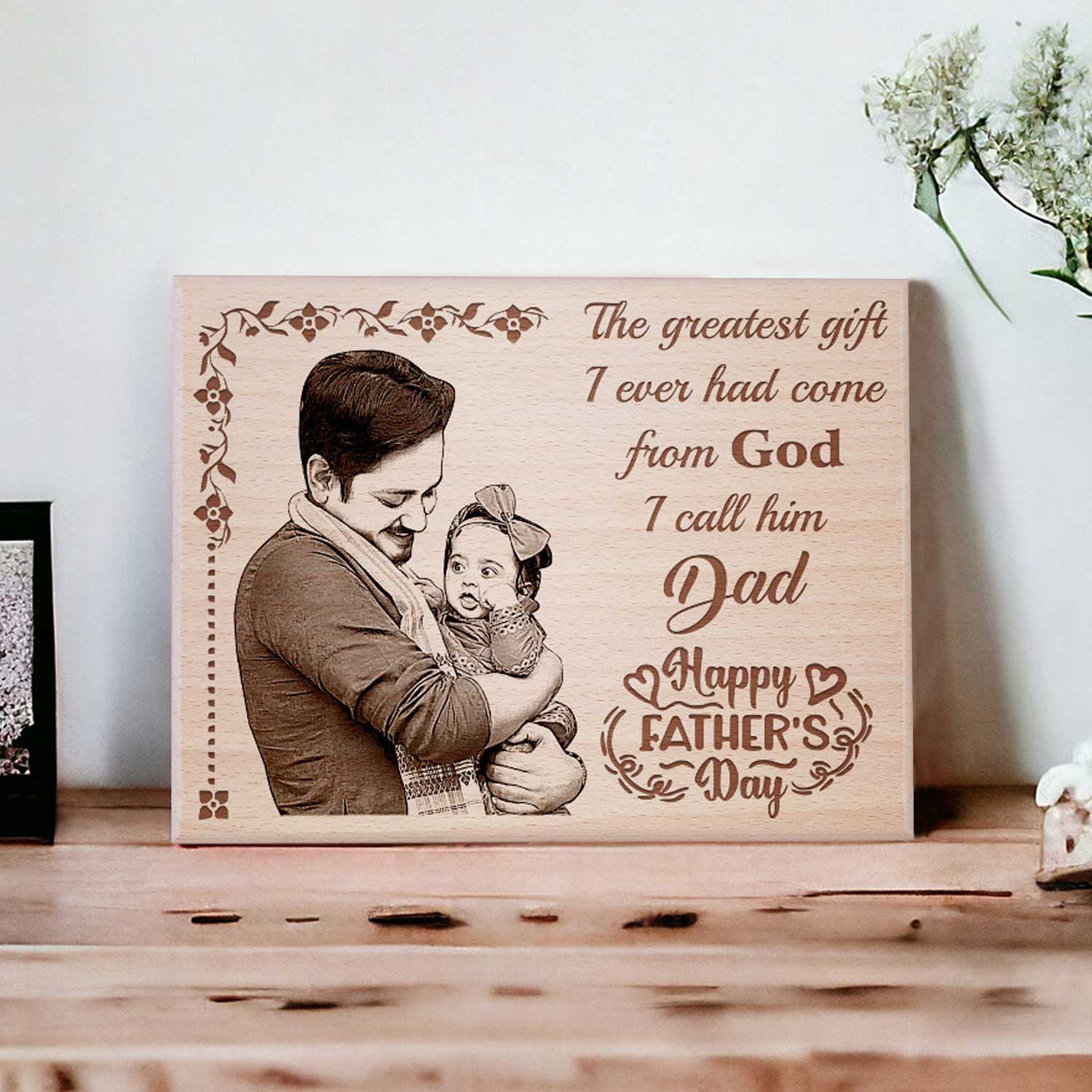 Personalized Engraved Wooden Photo Frame For Father - Incredible Gifts