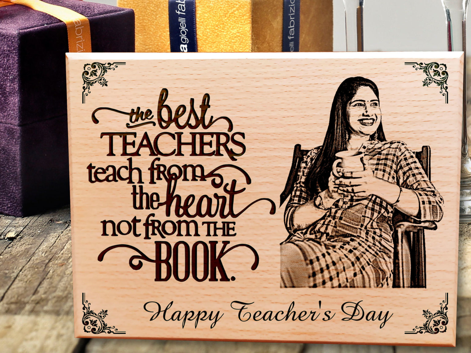 Teacher s Day Personalized Engraved Photo Wooden Plaque Gift For Mam Or 
