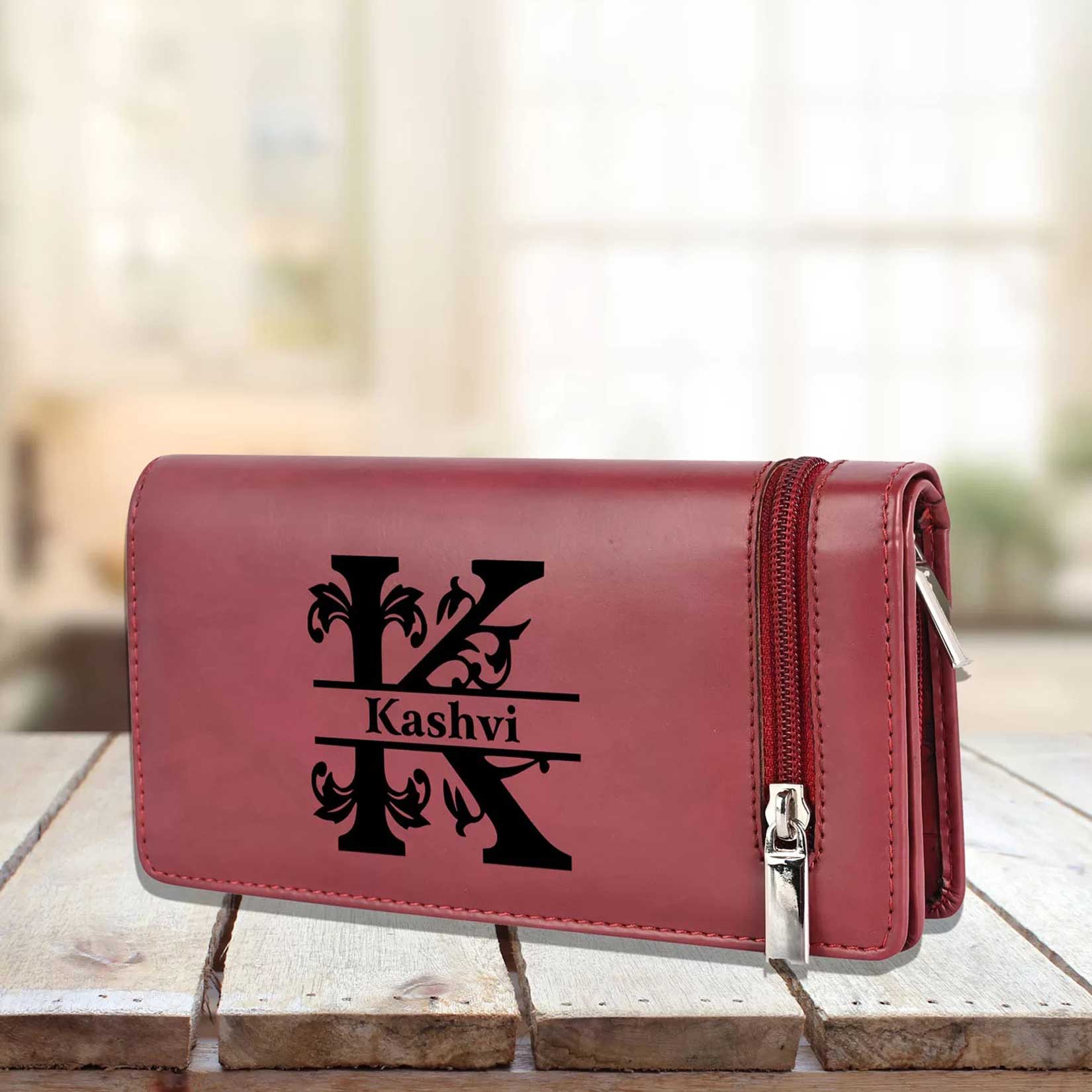 Personalized Name Wallet For Women (Cherry Red) - Incredible Gifts