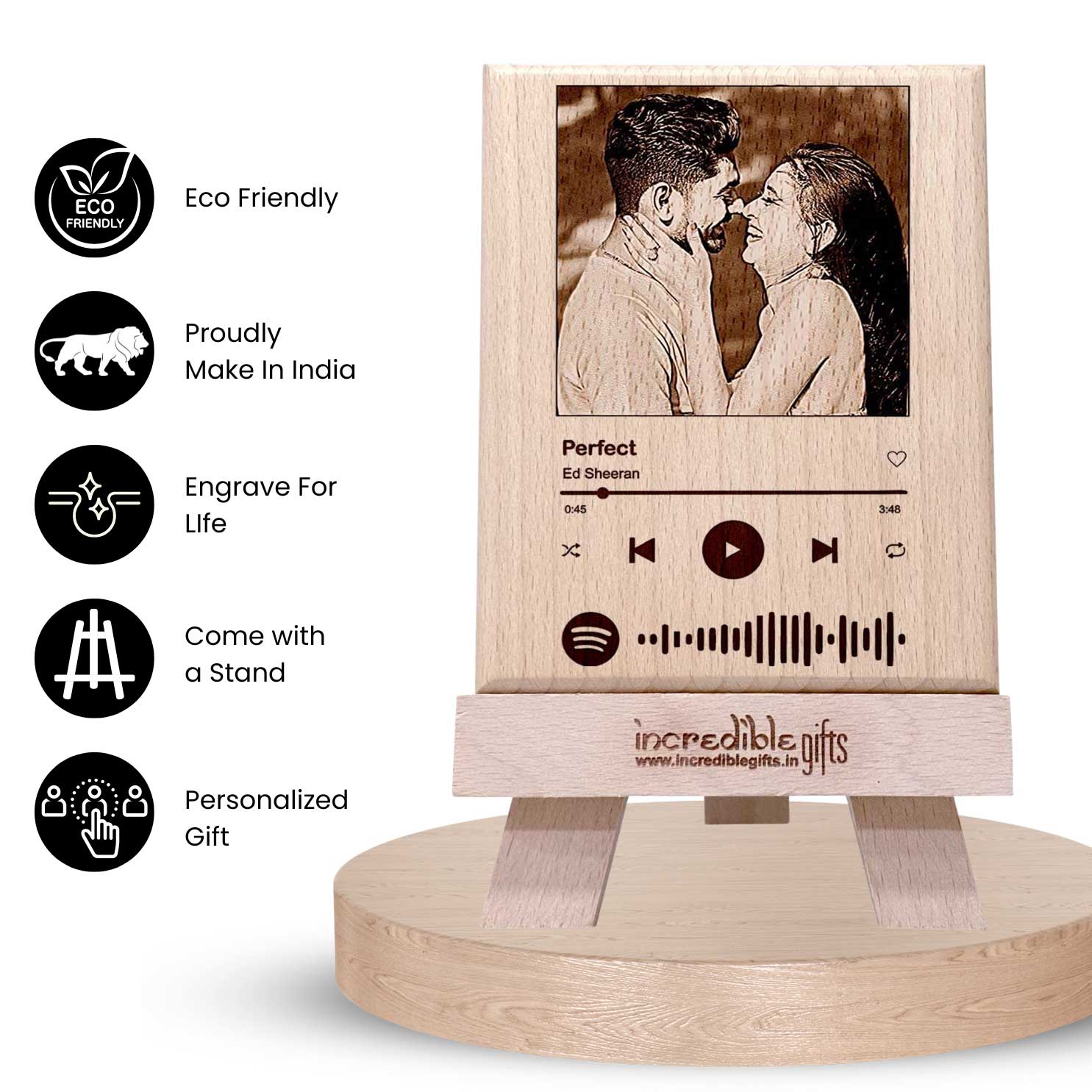 Personalized Wooden Engraved Spotify Picture Frame