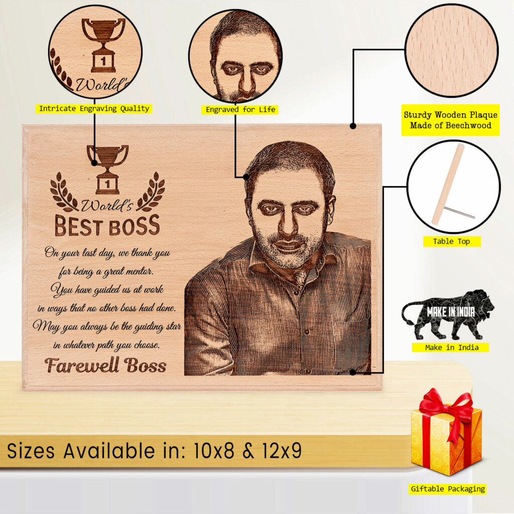 Goodbye Gift - Personalized Engraved Wooden Photo Plaque - Incredible Gifts