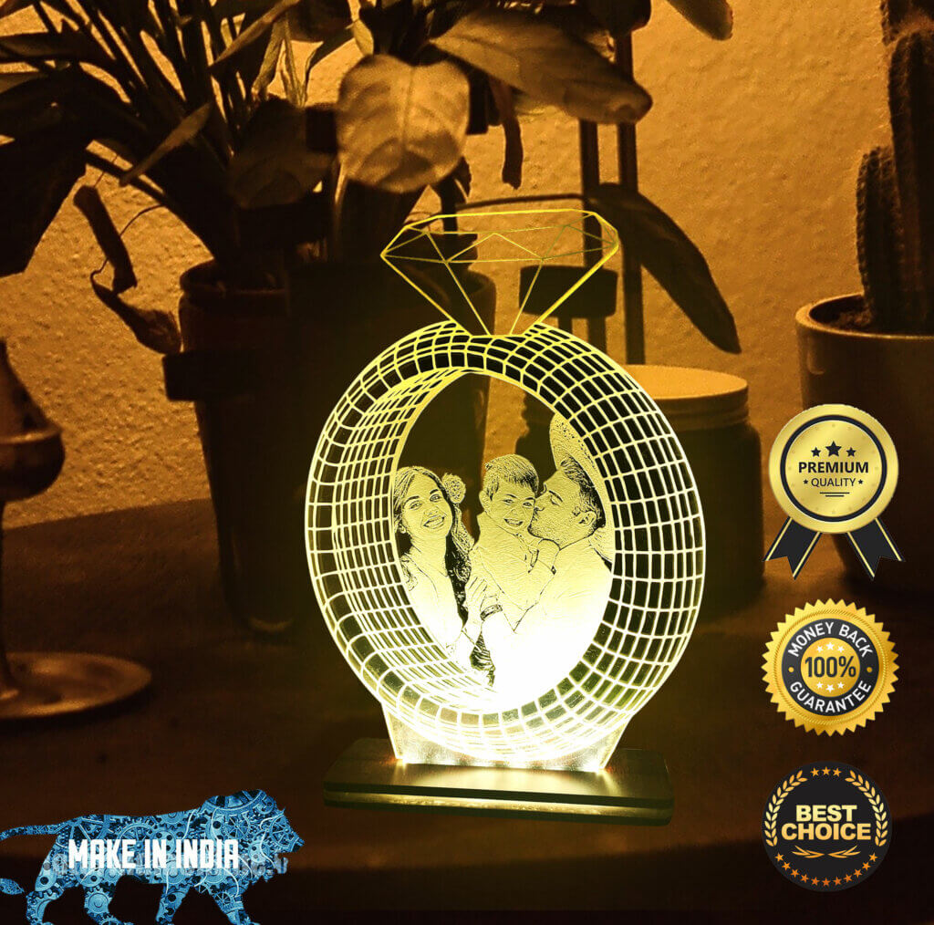 Personalized LED Ring Photo Frame with LED Light Stand
