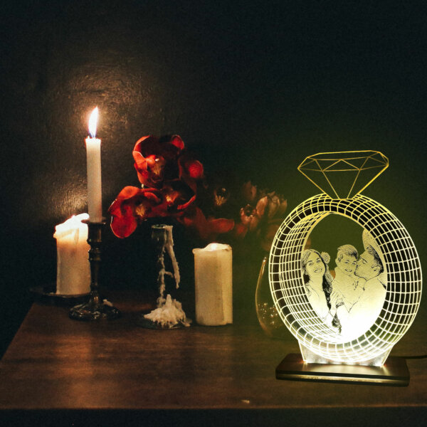 Personalized Flower LED Photo Frame with Wood Light Stand - Incredible ...