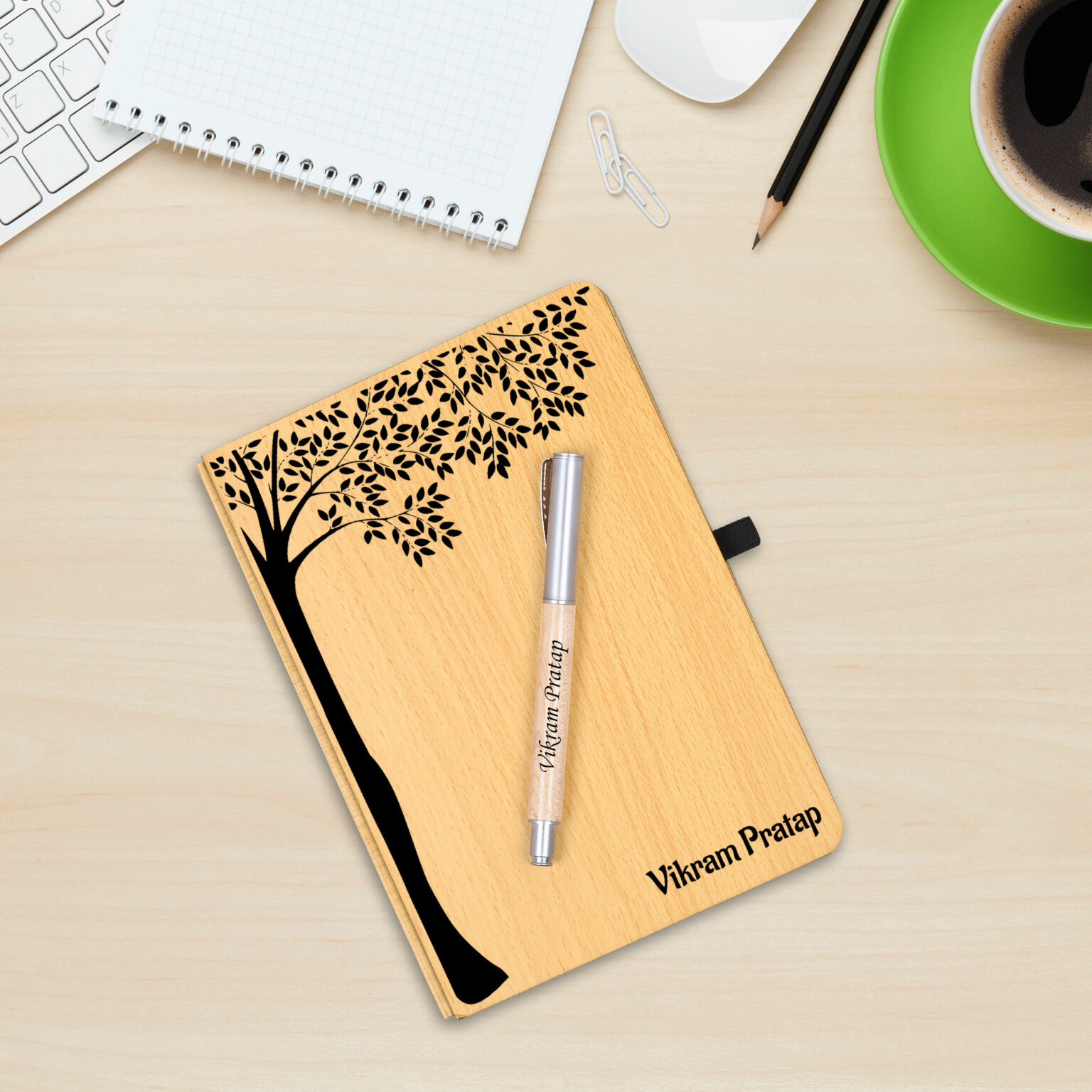 Capture Memories with a Personalized Wooden Diary & Pen Set