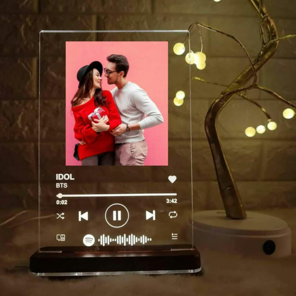 Personalized LED Acrylic Spotify Photo Frame With Light Stand ...