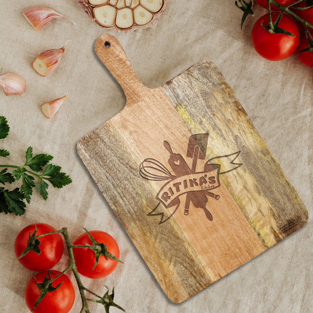 Customized Wooden Chopping Board – Engraved Mango Wood Personalized ...
