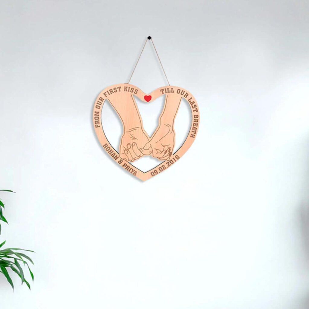 Personalized Wooden Engraved Heart Shape Sign For Wedding Couple ...