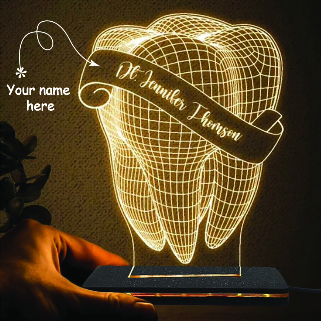 Personalized Gift For Dentist - LED Name Illusion Lamp With Stand ...