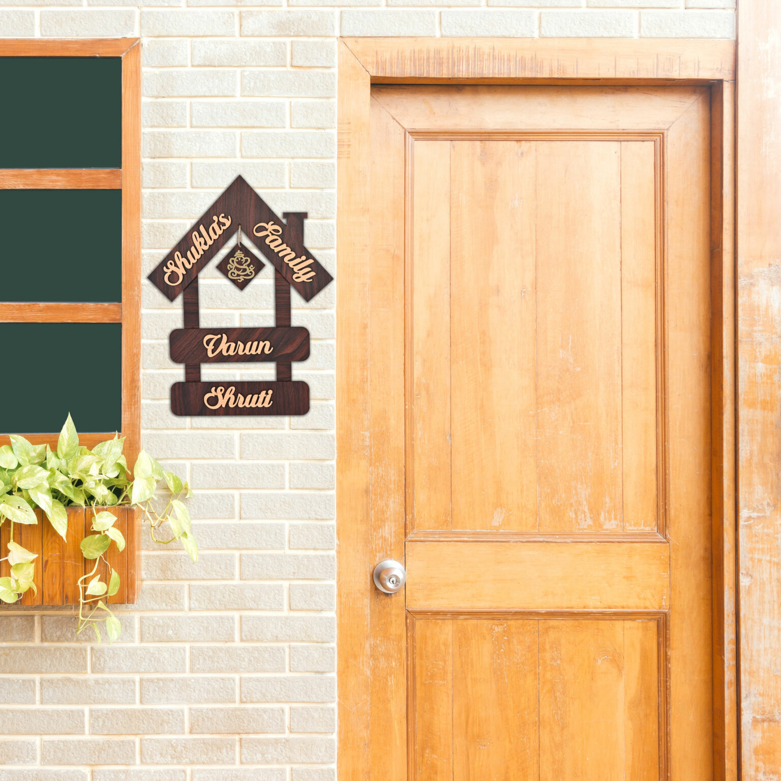 Personalized Wooden Hanging Name Plate For Home & Flat Entrance ...