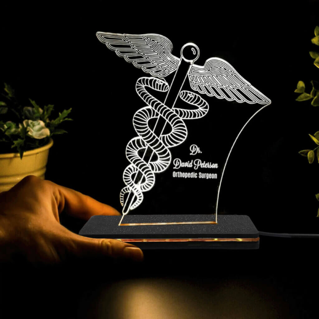 Personalized Illusion LED Name Lamp Gift For Doctor With Stand ...