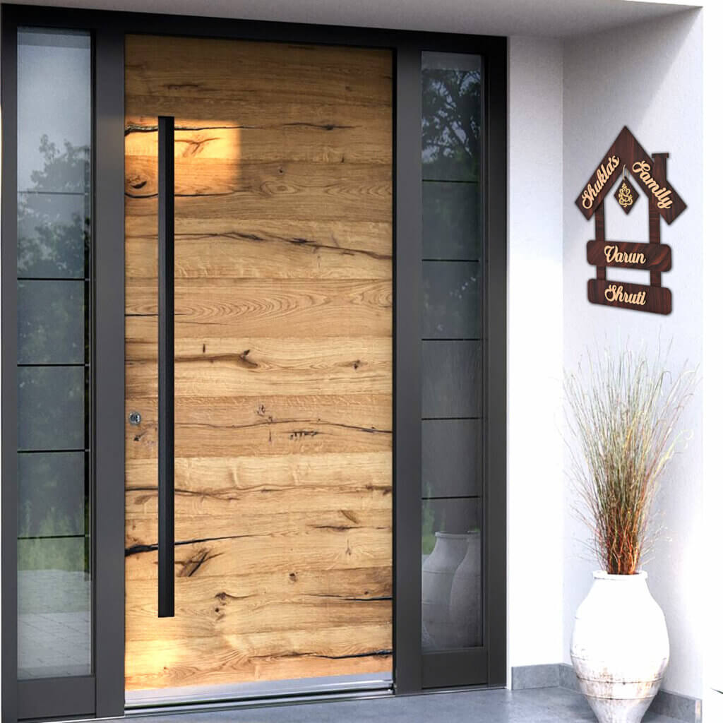 Personalized Wooden Hanging Name Plate For Home & Flat Entrance ...