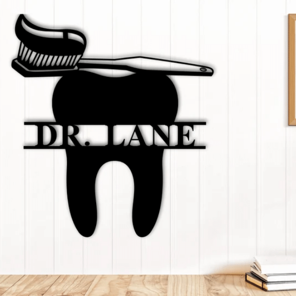 Personalized MDF Tooth Wall Emblem Gift For Dentist With Name ...