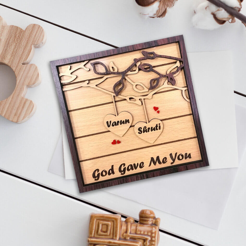 Personalized Wooden Wall Hanging Couple Name Sign Frame For Valentine ...