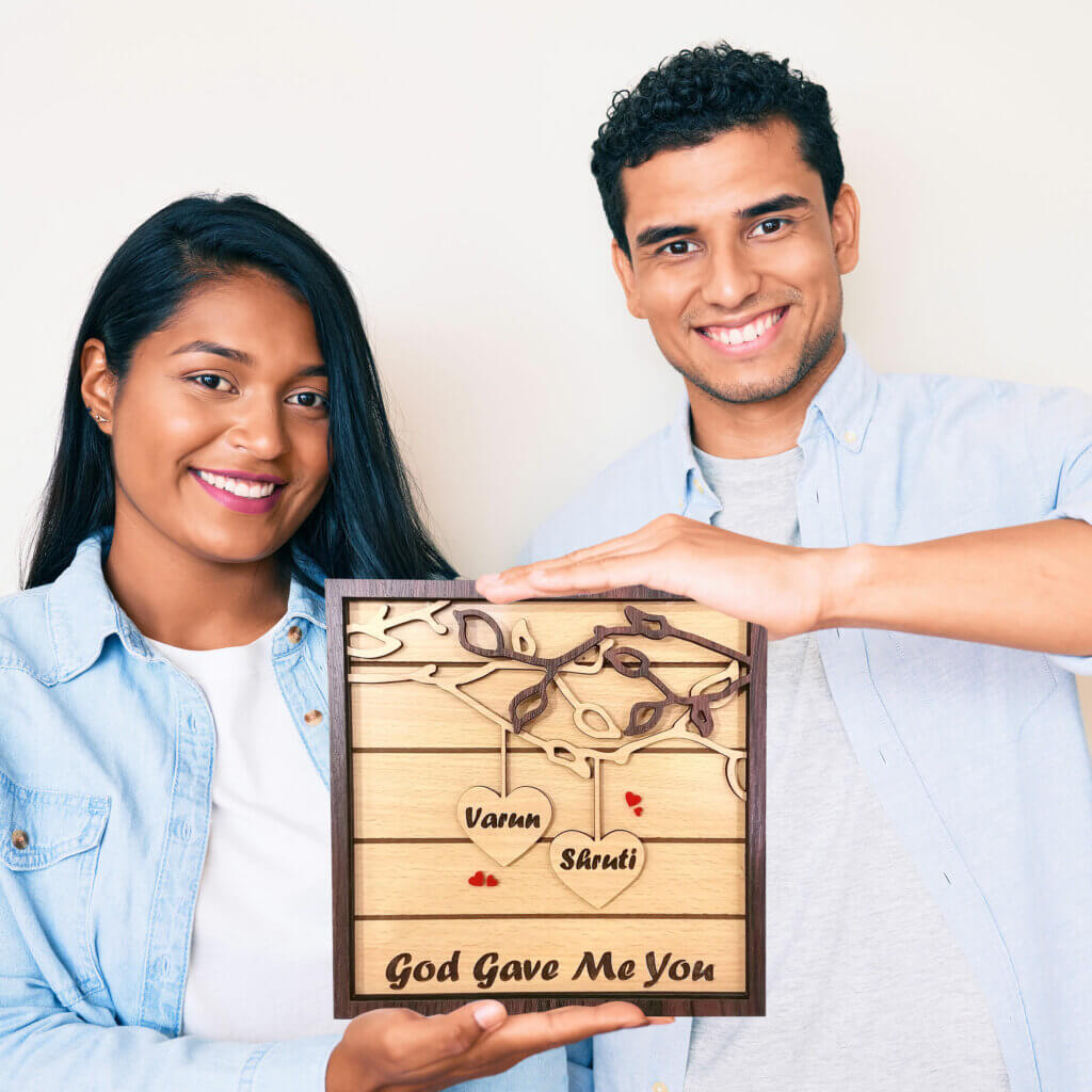 Personalized Wooden Wall Hanging Couple Name Sign Frame For Valentine ...