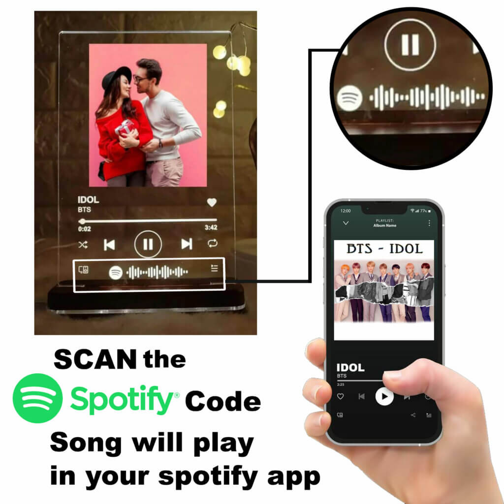 Personalized LED Acrylic Spotify Photo Frame With Light Stand ...