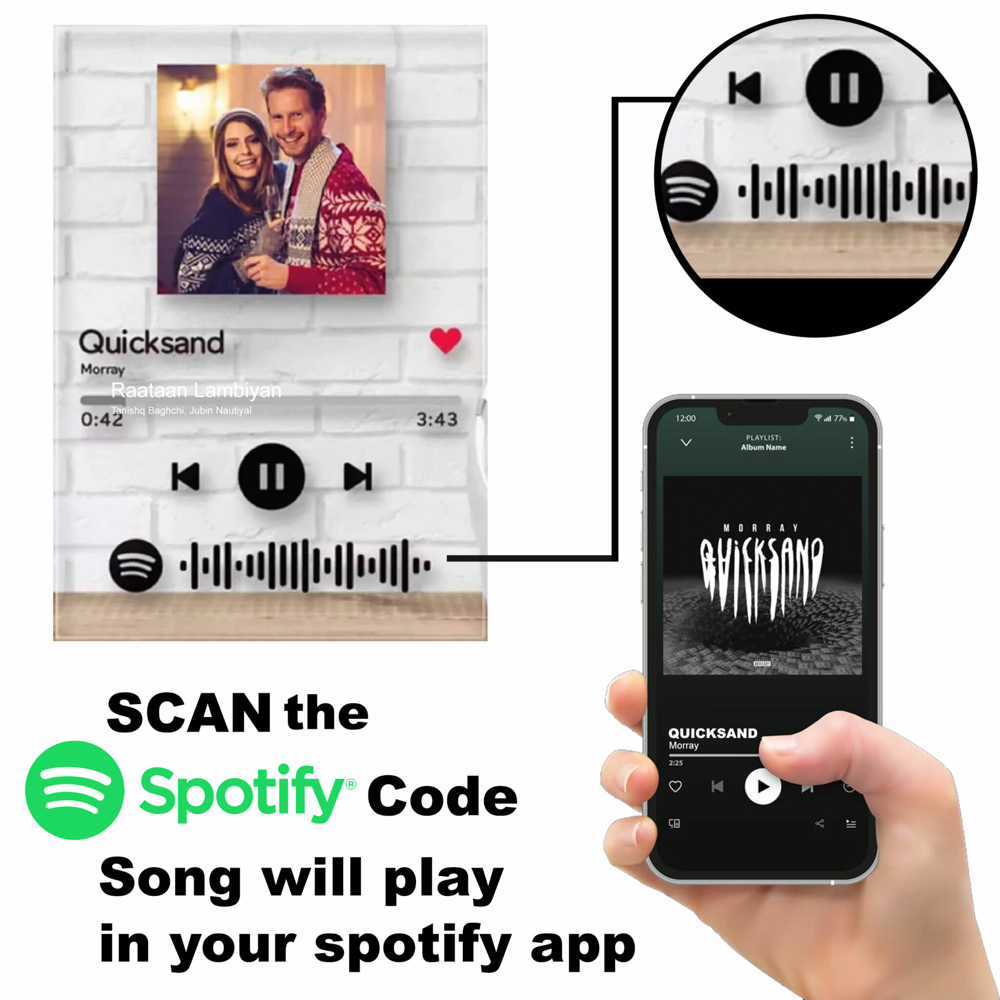 Personalized Acrylic Spotify Plaque With Photo And Scannable Code ...