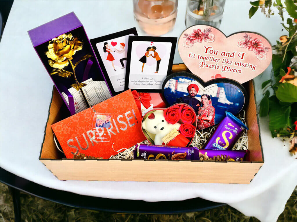 Personalized Gift Basket For Couple 6 Gifts Inside - Incredible Gifts
