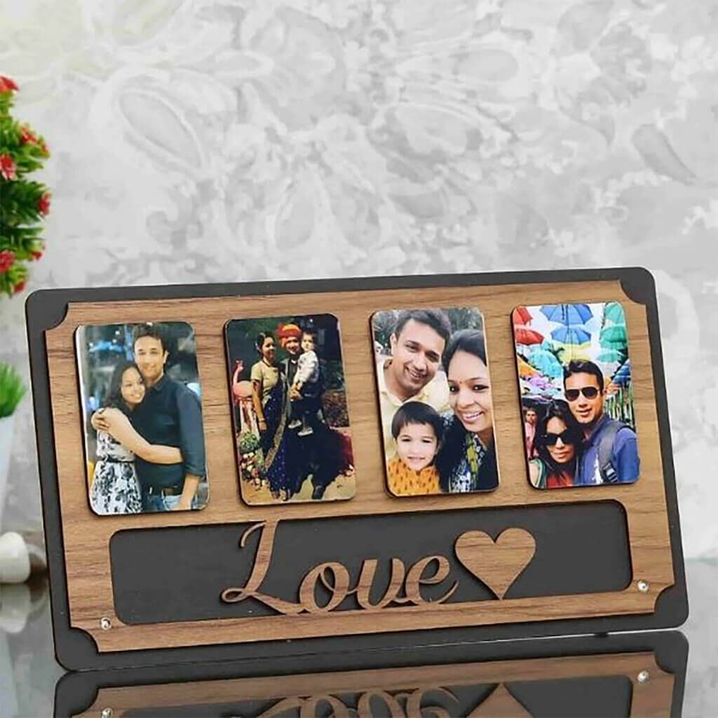 Customized Wooden Table Top Couple Photo Frame Gift (12x6 Inches ...