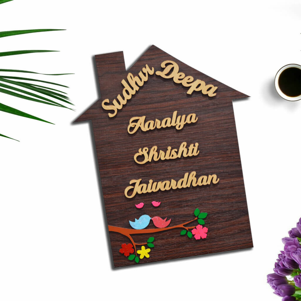 Customized Wooden Name Plate For Flat & Apartment - Incredible Gifts