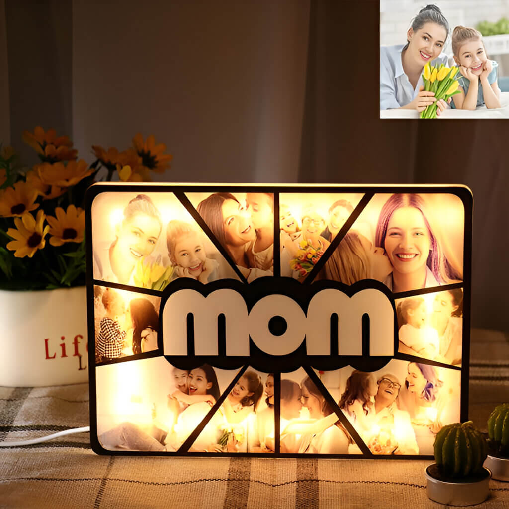 Personalized LED Photo Frame Gift For Mom With 10 Photos - Incredible Gifts