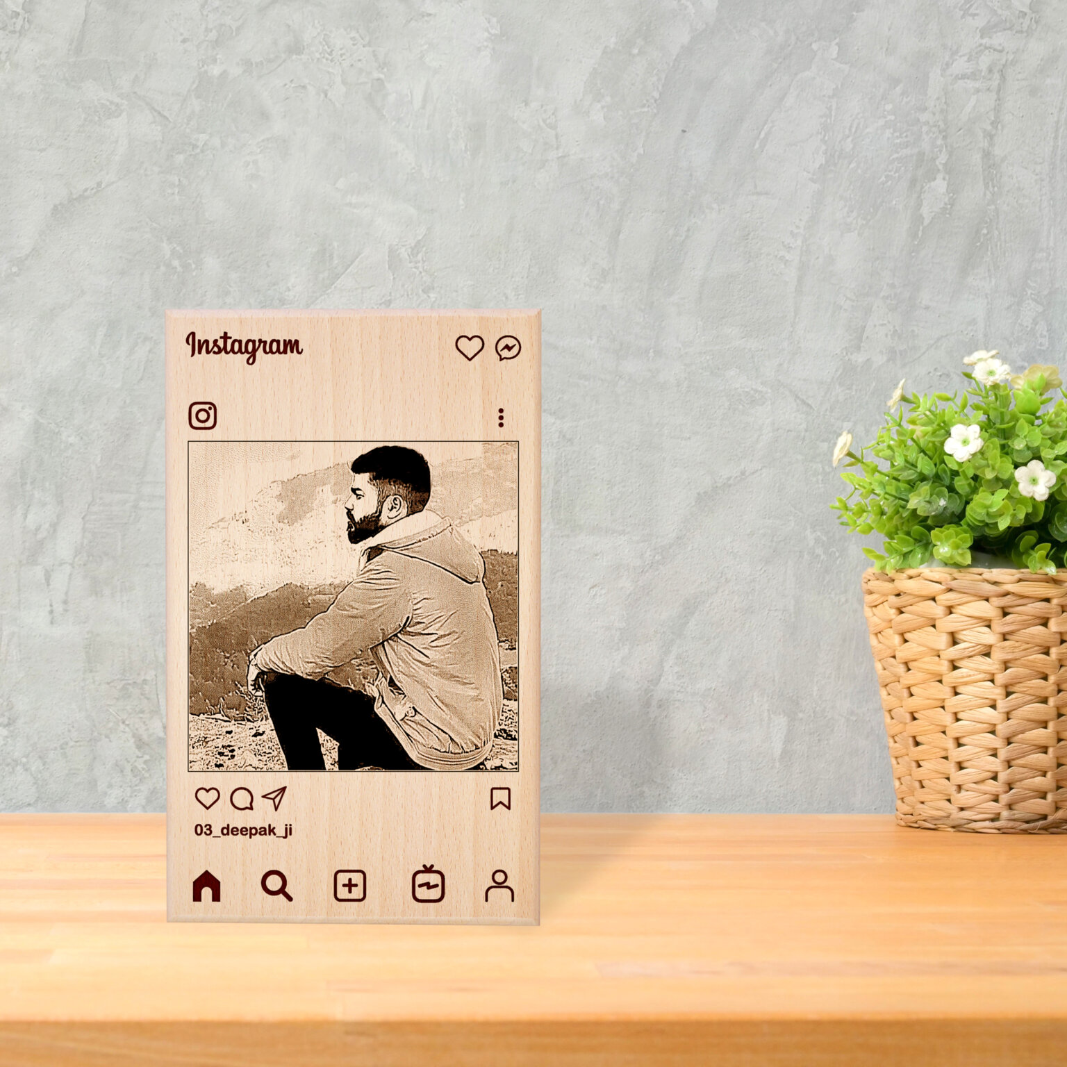Personalized Engraved Instagram Style Wooden Photo Frame - Incredible Gifts