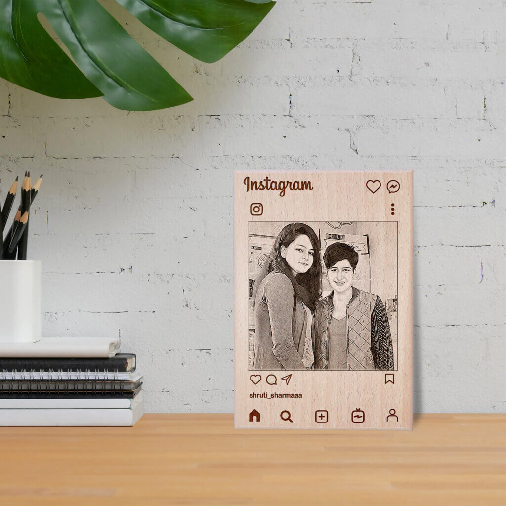Personalized Engraved Instagram Wood Photo Frame - Incredible Gifts
