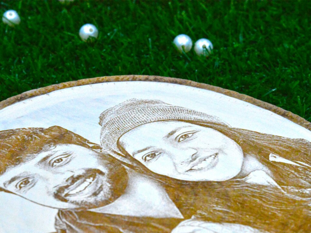 Personalized Natural Wooden Slice Photo Frame For Couple - Incredible Gifts