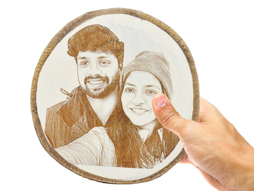 Personalized Natural Wooden Slice Photo Frame For Couple - Incredible Gifts