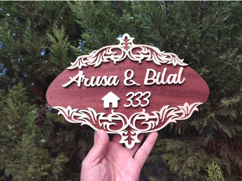 Personalized Wooden Handmade Modern Name Plate For Flat - Incredible Gifts