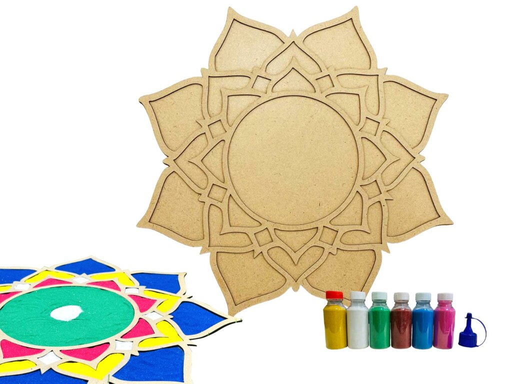 Lotus Design Reusable Stencil for floor with 6 rangoli colours ...