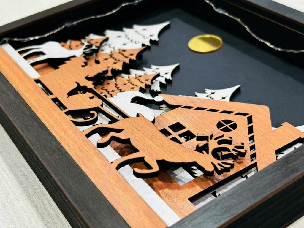 3D lighted Multi Layered Christmas Scene Shadow box - Incredible Gifts