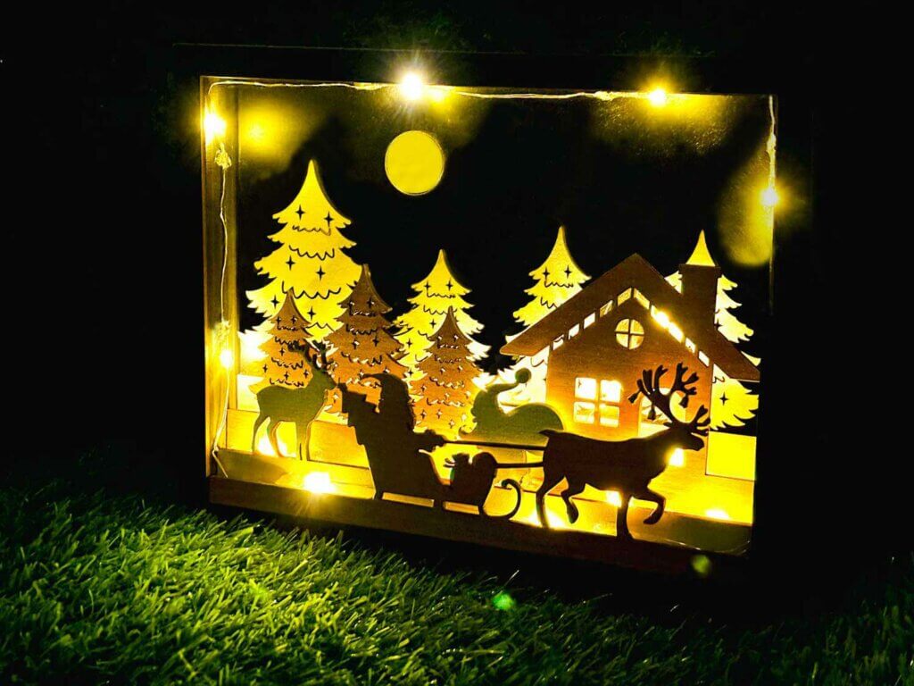 3D lighted Multi Layered Christmas Scene Shadow box - Incredible Gifts
