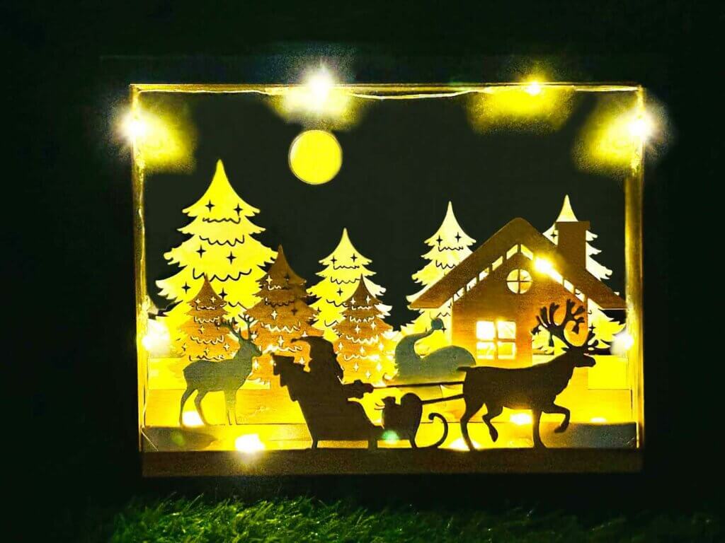 3D lighted Multi Layered Christmas Scene Shadow box - Incredible Gifts
