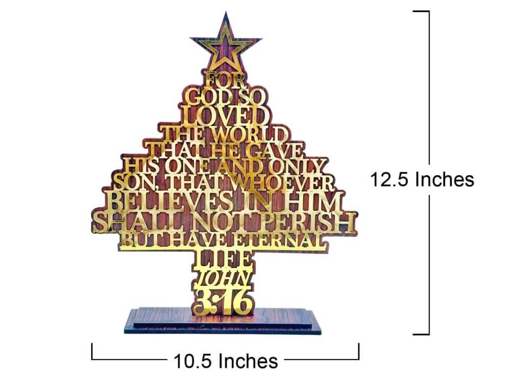 Christmas Tree With Bible Verse John 3:16 (Gold) - Incredible Gifts