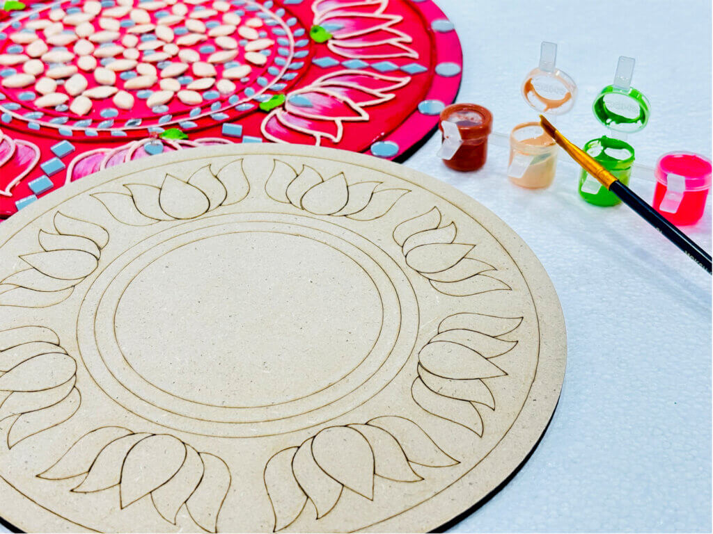 Round Lotus Wooden Lippan Art Board DIY Kit Incredible Gifts