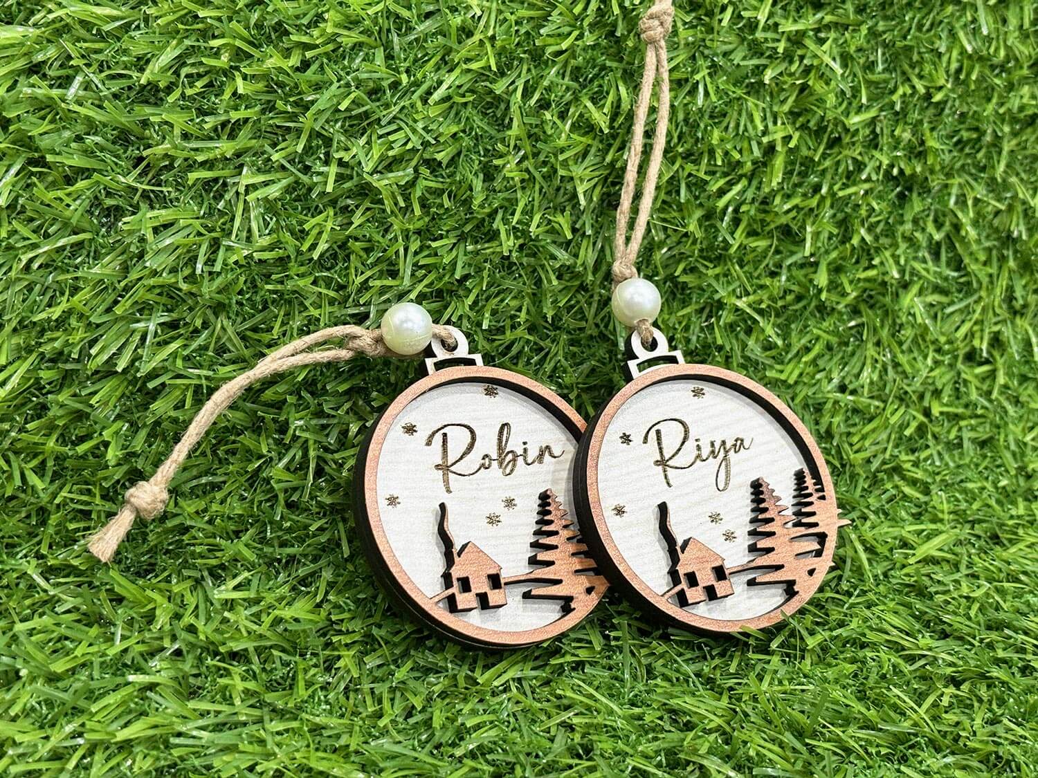 New Personalized Name Wooden Christmas Tree Hanging Ornaments ...