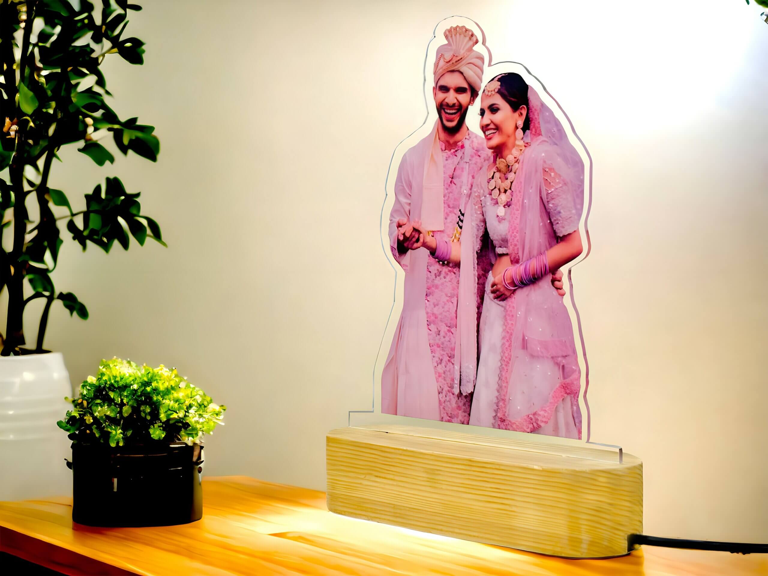 Personalized Natural Wood Color Photo Frame For Him - Incredible Gifts