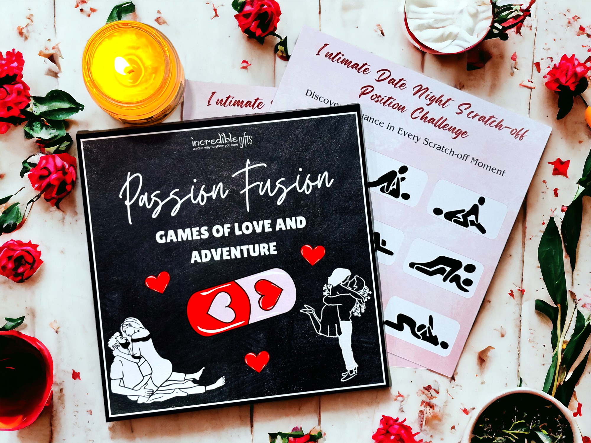 Intimate Date Night Scratch-Off Position Challenge With Candle ...