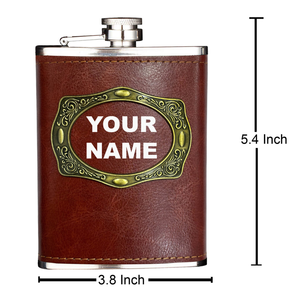 Premium Personalized Name Croc Tan Leather Hip Flask - Incredible Gifts