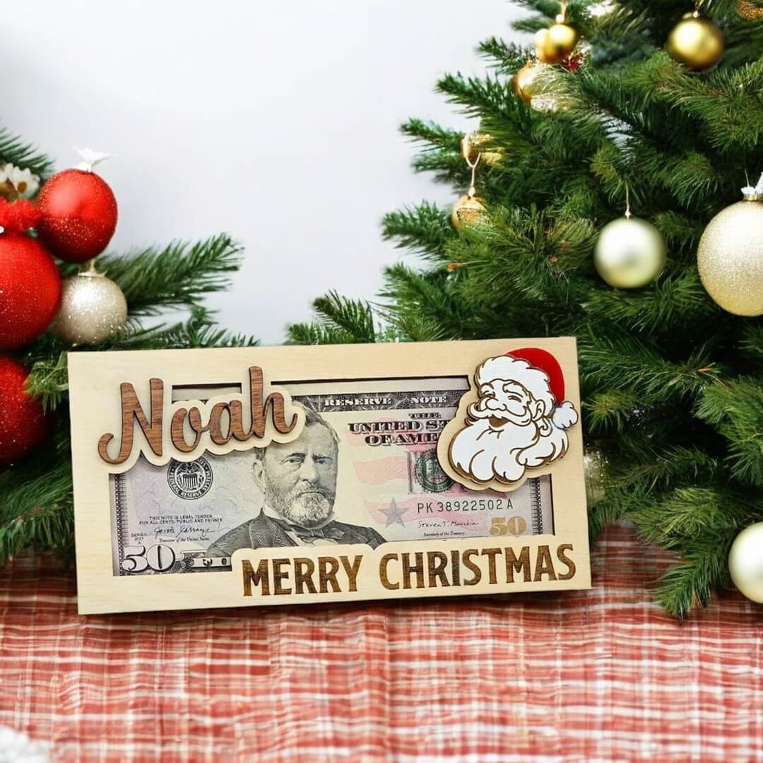 Personalized Christmas Wooden Money Holder Set of 2 - Incredible Gifts
